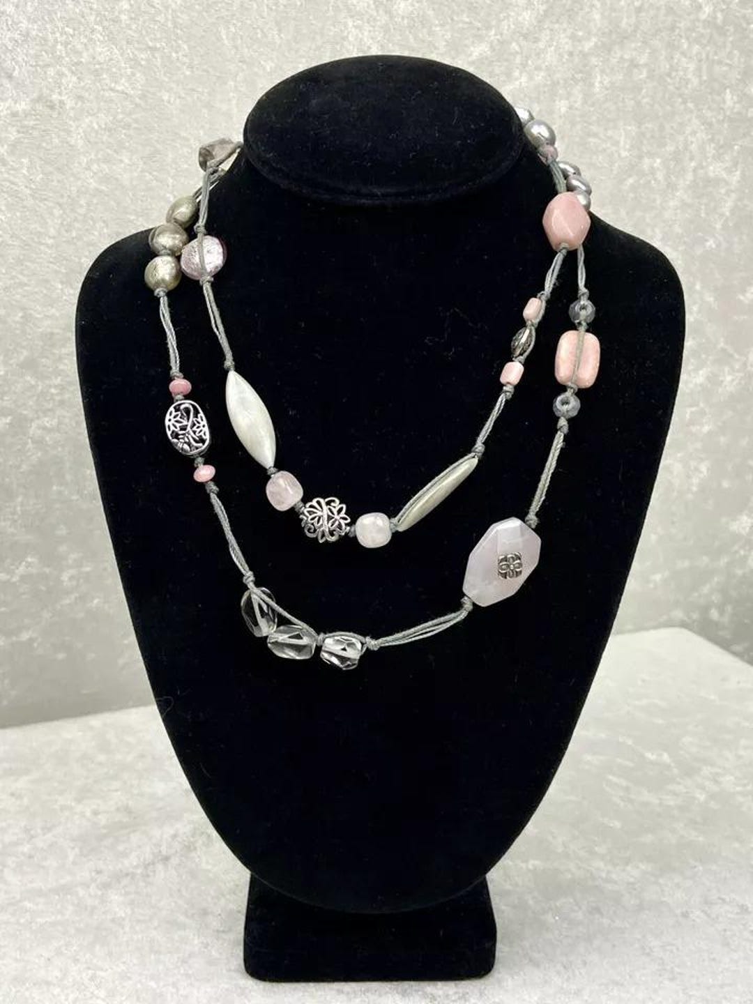 Silpada Sterling Silver Pearl Pink Soapstone 40" Long Necklace N2191 - Etsy