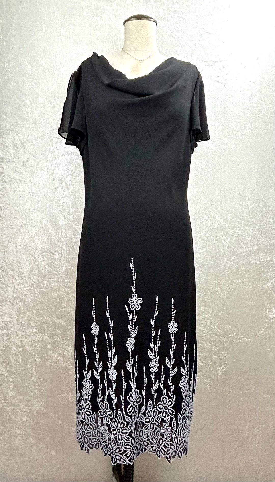 Onyx Nite Evening Beaded Dress Size 14W - Etsy
