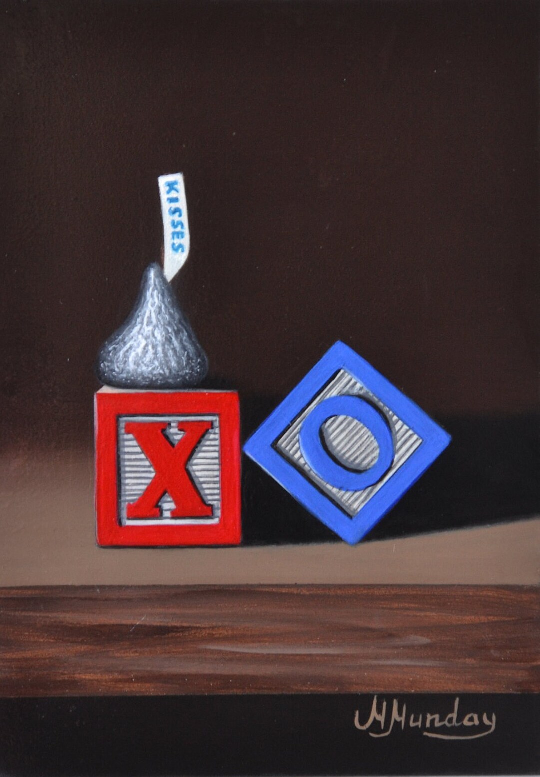 Chocolate Kisses Candy & Building Blocks Still Life – Original Acrylic ...