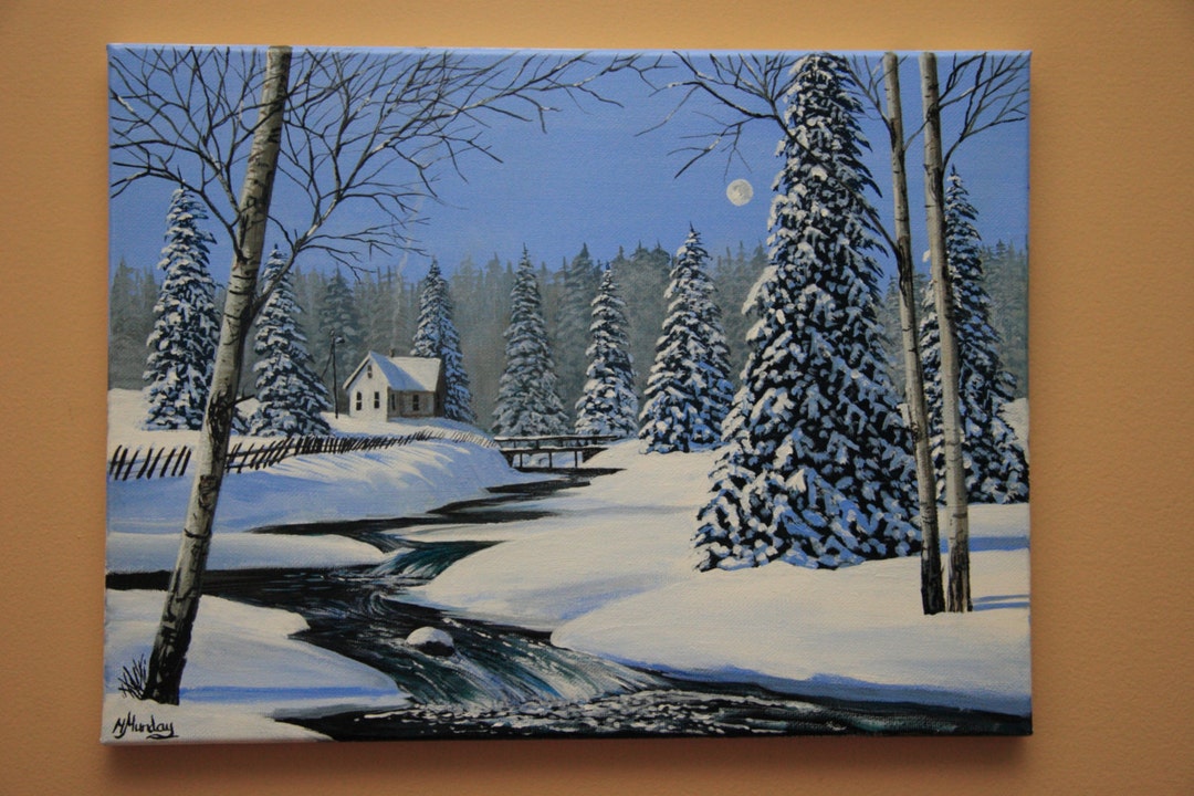 Winter Landscape Painting - Snow Scene - Etsy