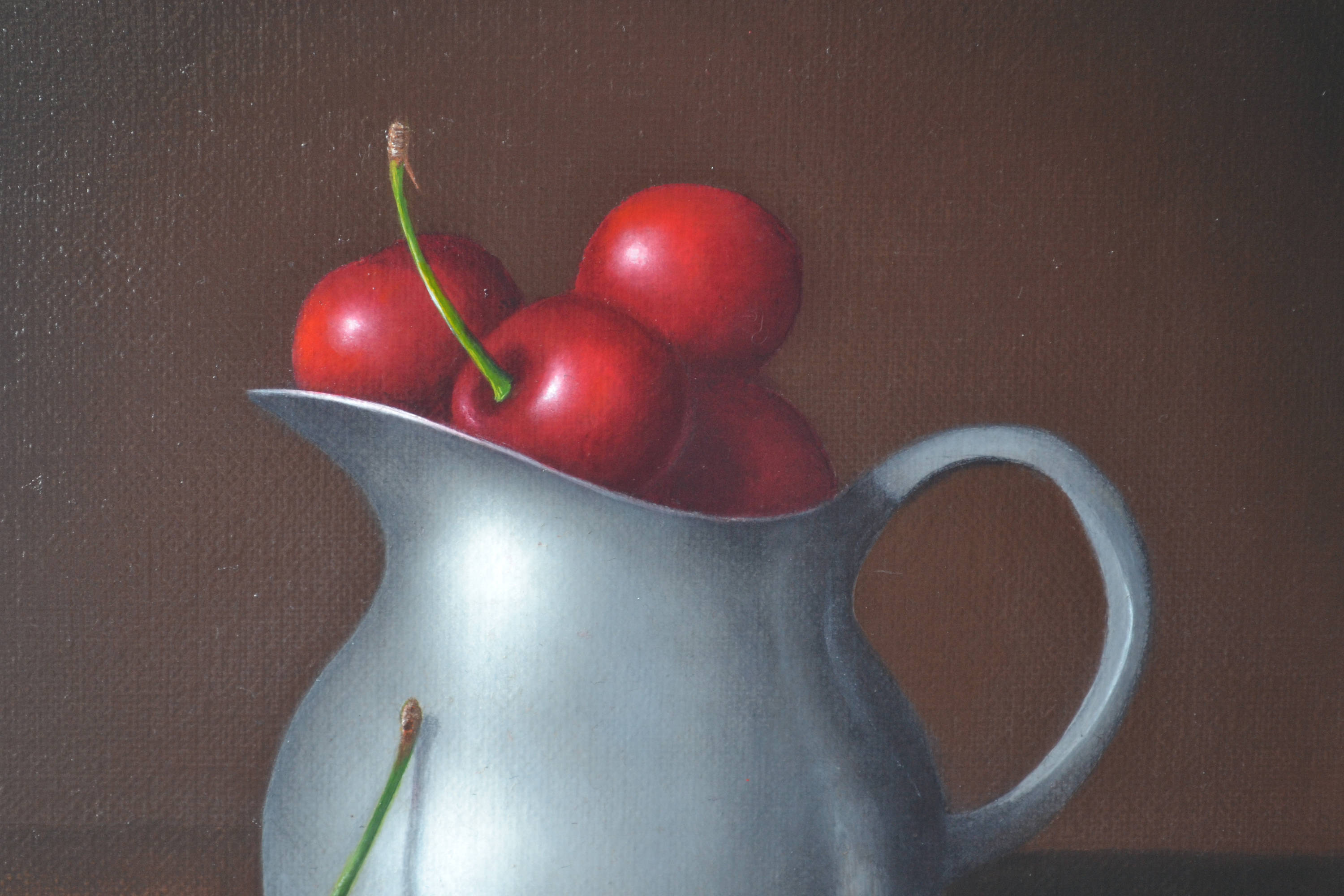 Original Acrylic Small Still Life Painting, Red Cherry, Tiny Kitchen ...