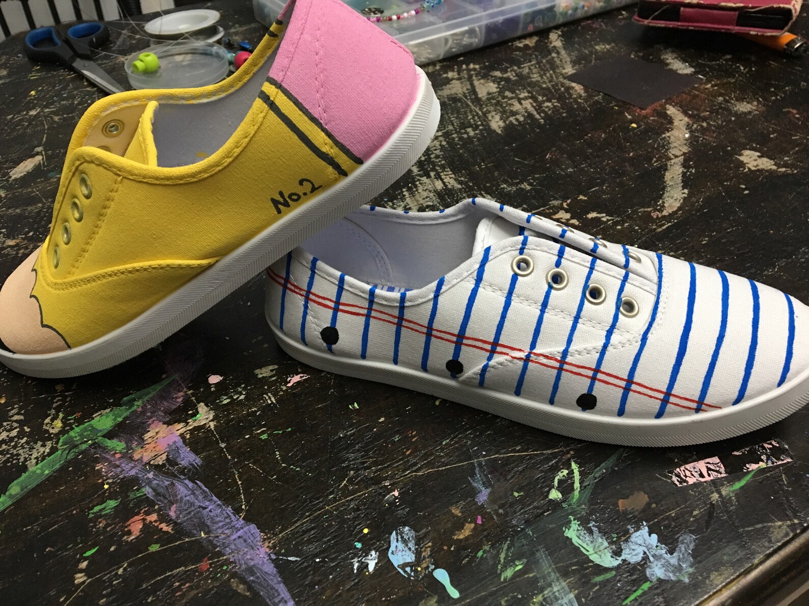 Pencil and Paper Handpainted Shoes - Etsy