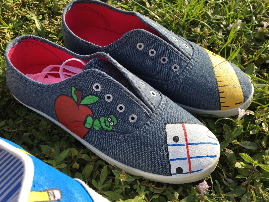 Teacher Apple and Worm Shoes - Etsy