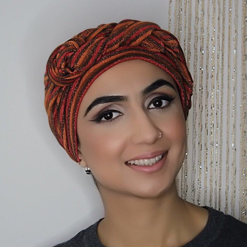 Ready Wear Side Braid Turban Stripped Orange - Etsy
