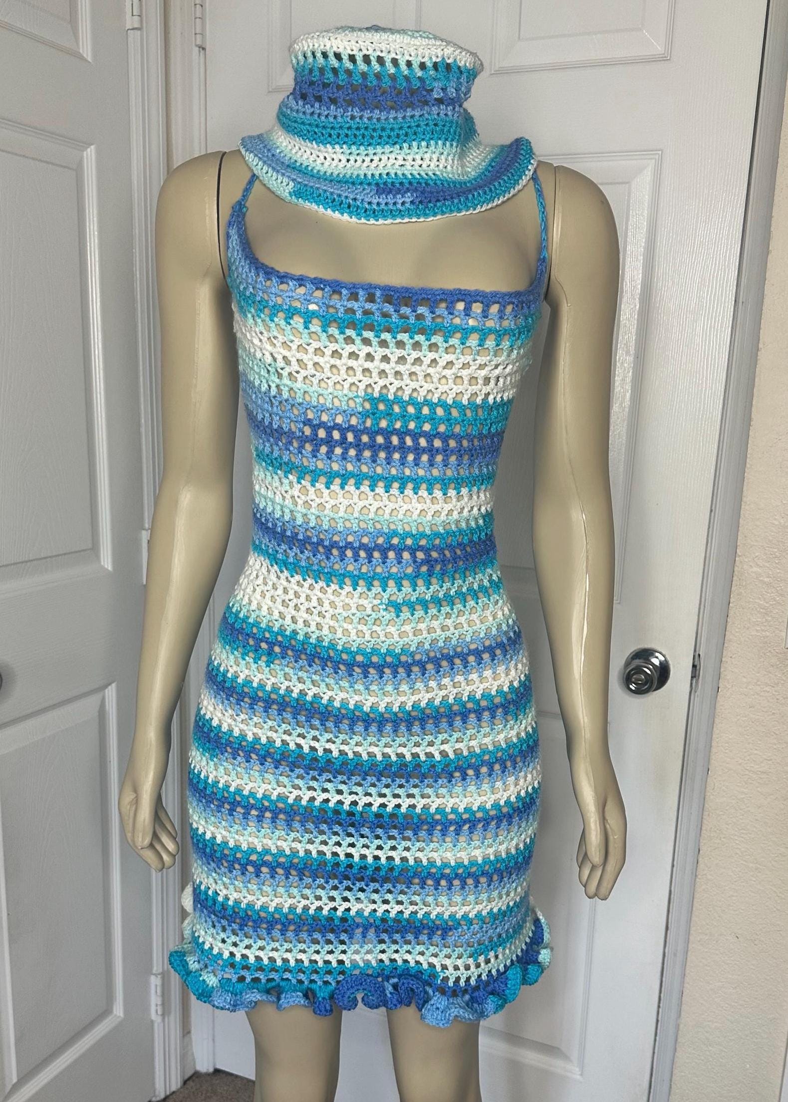 Mesh Crochet Mini Dress - Etsy