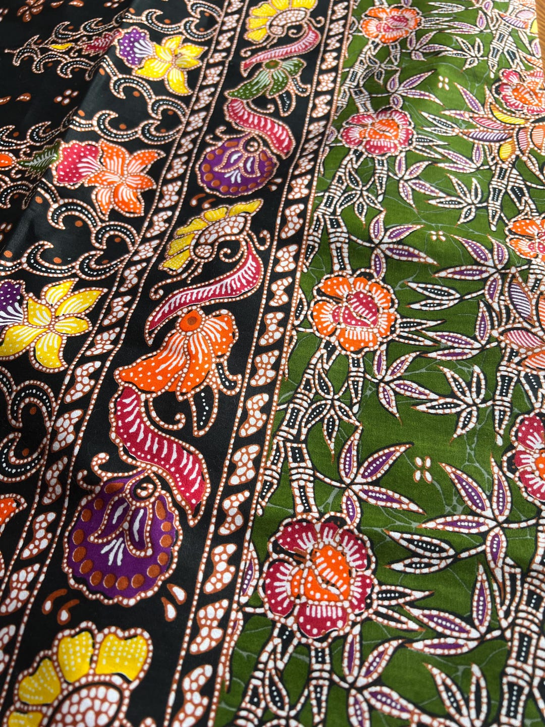 2 Yards Malaysian Batik Fabric Lightweight Cotton Floral Print Textile ...