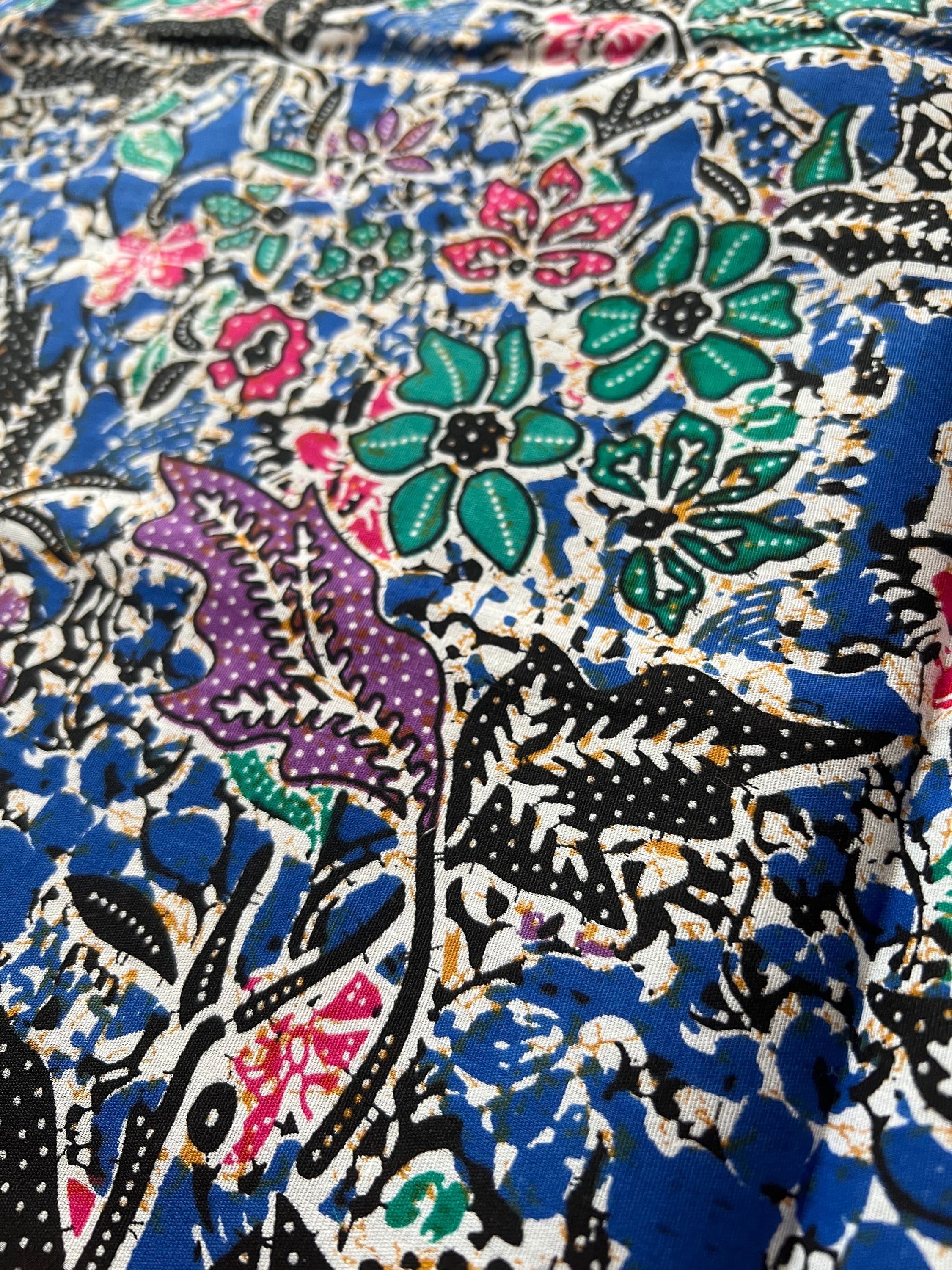 2 Yards Malaysian Batik Fabric Lightweight Cotton Floral Print Textile ...