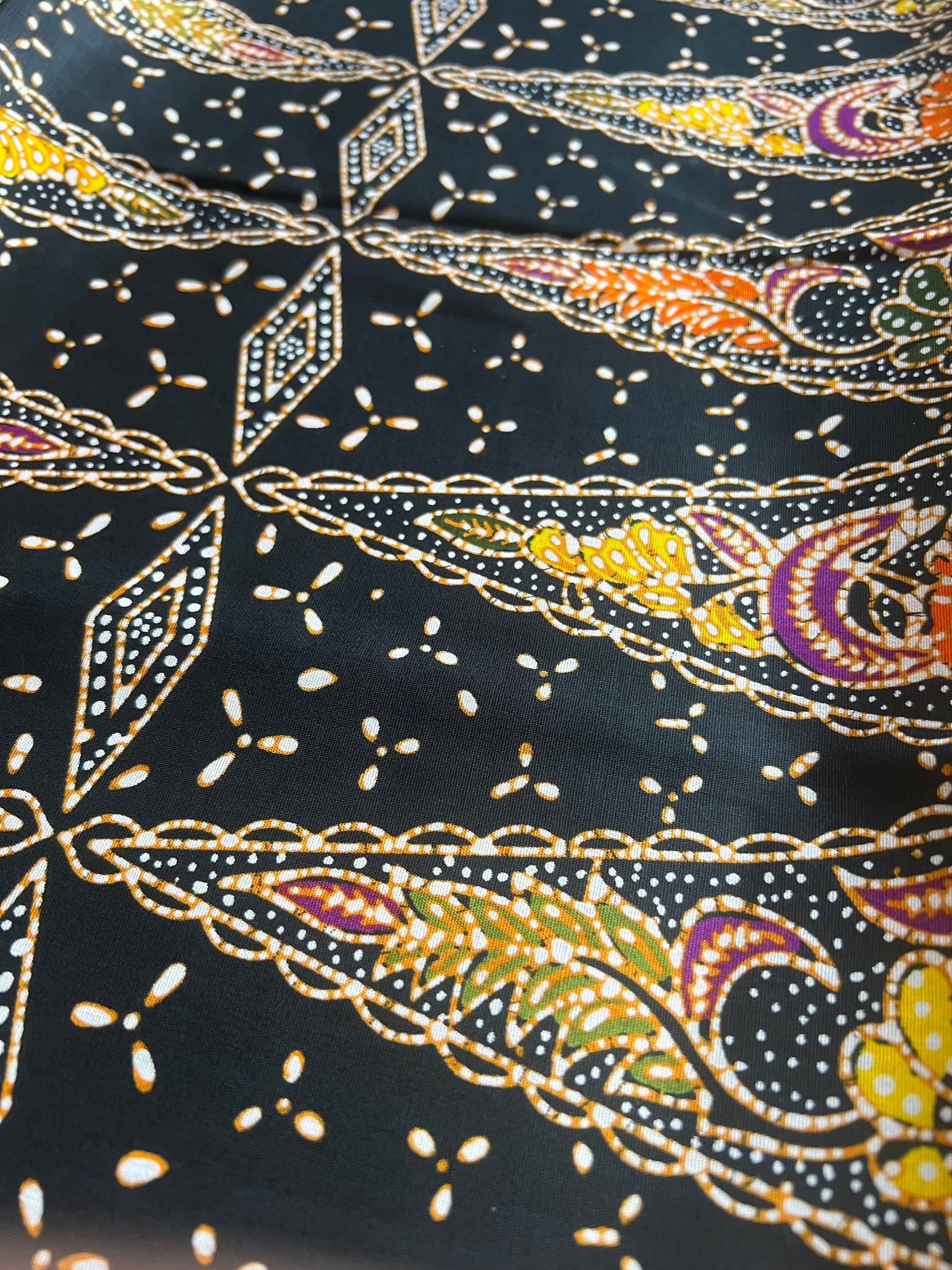 2 Yards Malaysian Batik Fabric Lightweight Cotton Floral Print Textile ...