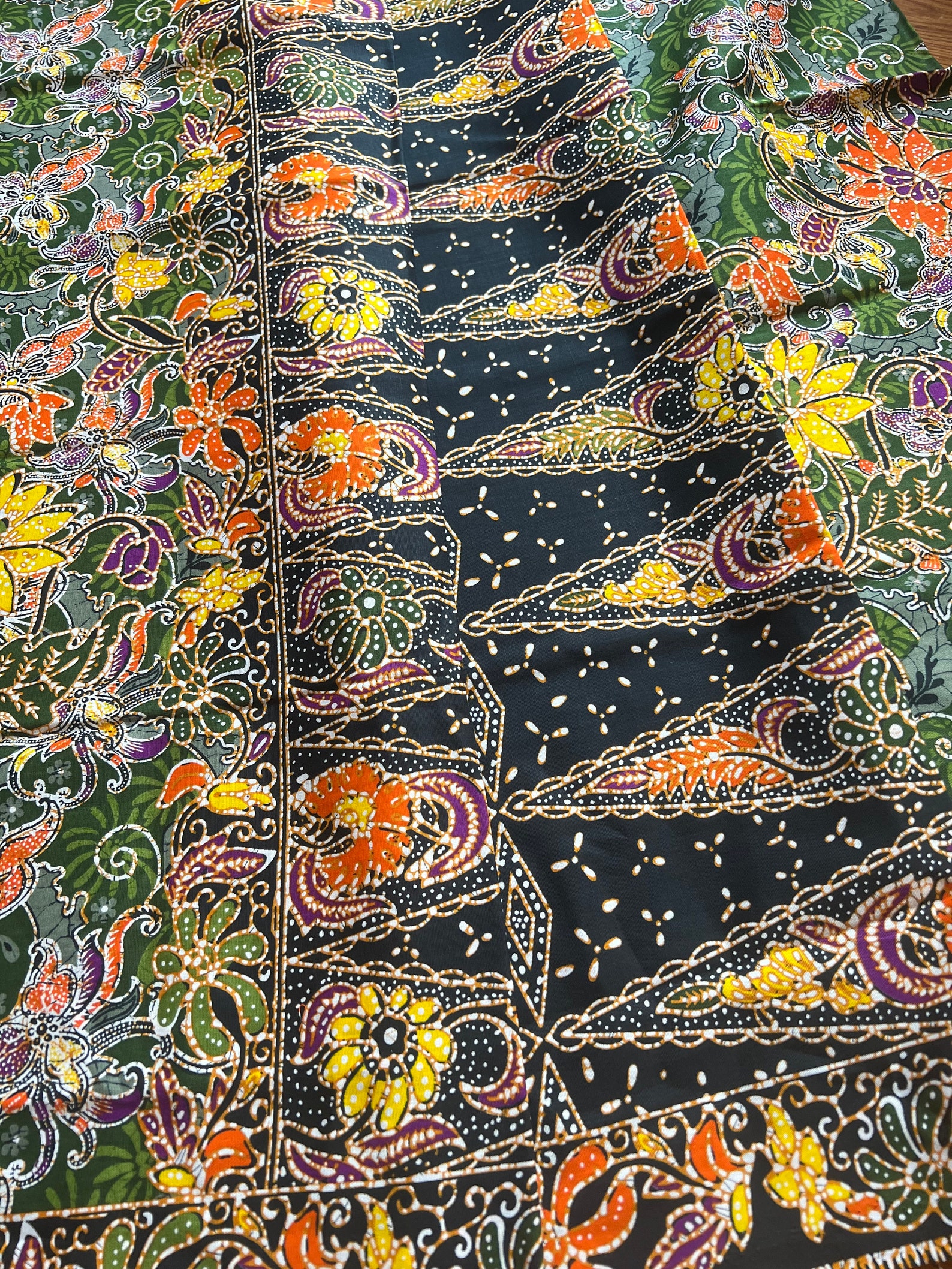 2 Yards Malaysian Batik Fabric Lightweight Cotton Floral Print Textile ...