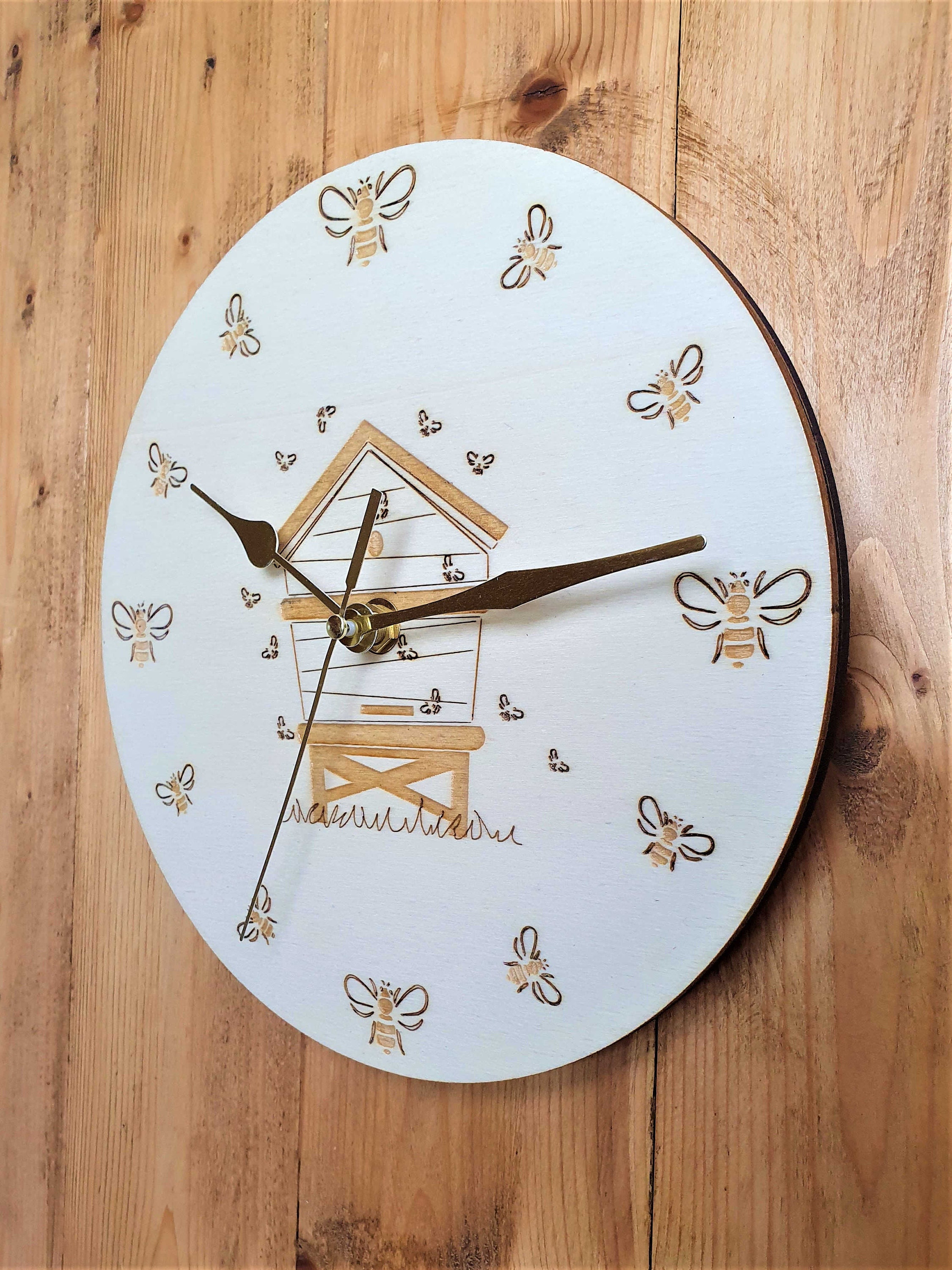 Bee Hive Wall Clock Honey Bee Clock Poplar Wooden Clock Bee - Etsy UK