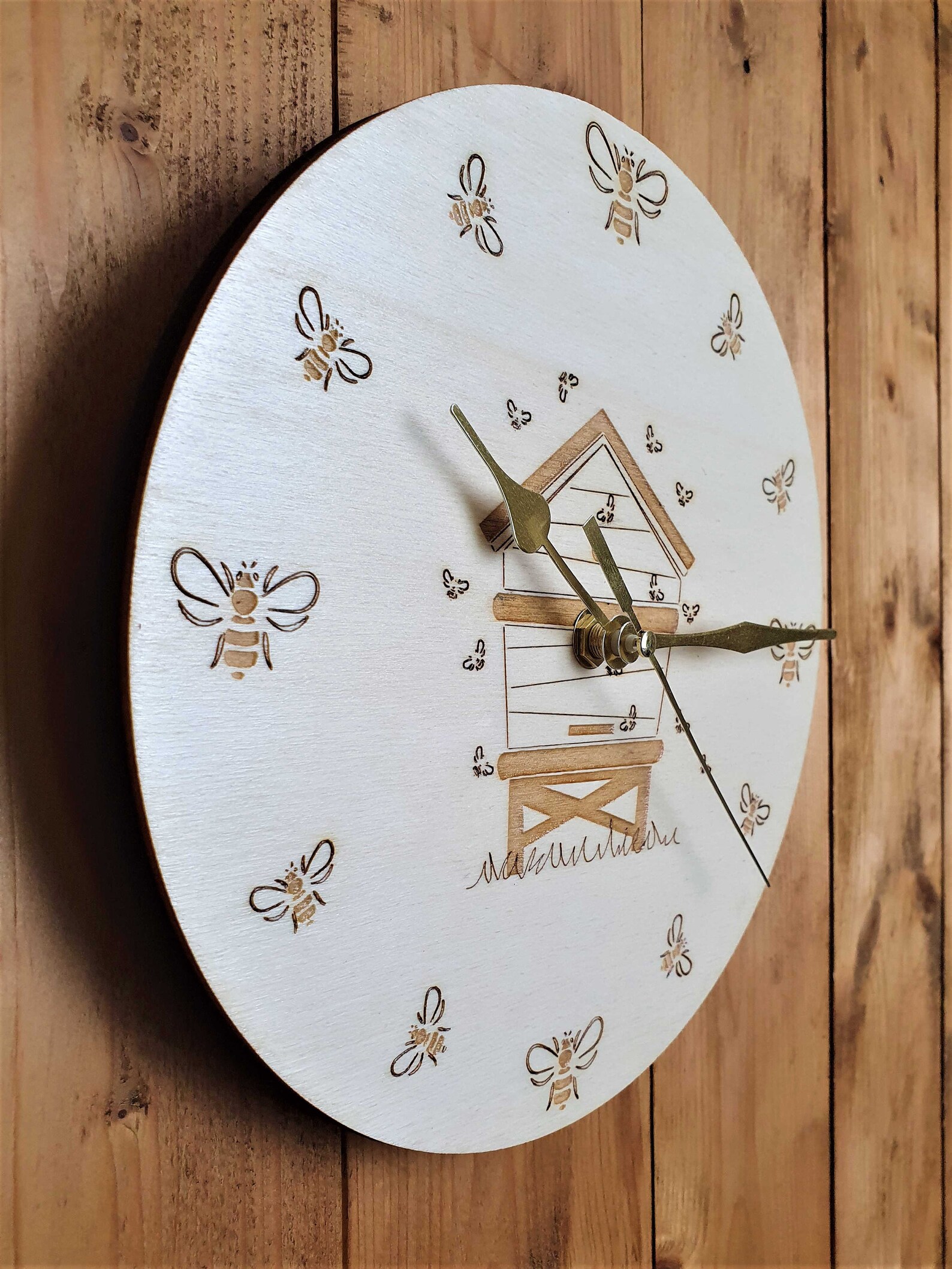 Bee Hive Wall Clock Honey Bee Clock Poplar Wooden Clock Bee - Etsy UK