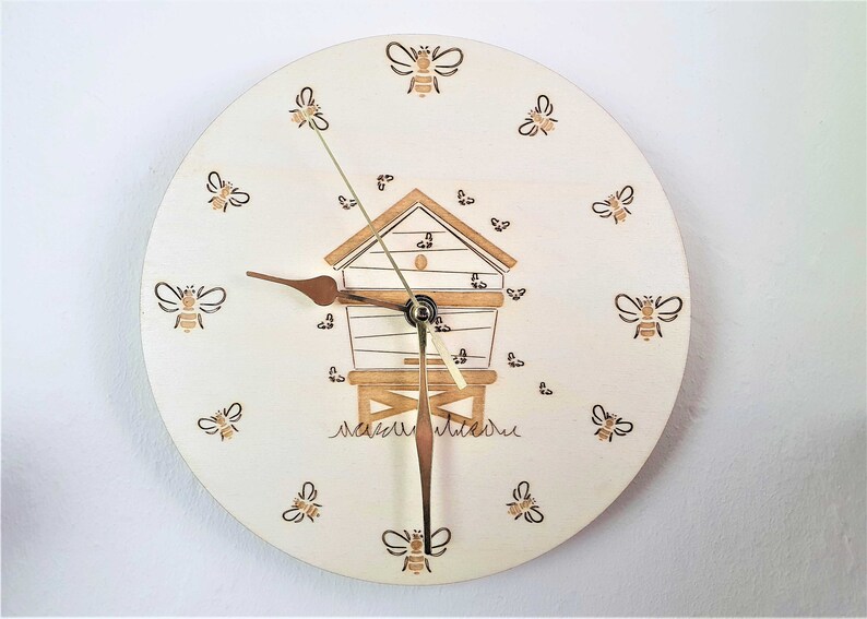 Bee Hive Wall Clock Honey Bee Clock Poplar Wooden Clock Bee - Etsy UK