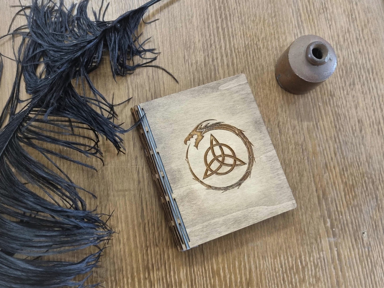 Dragon Design Note Book Wooden Book Wooden Hinged Book | Etsy