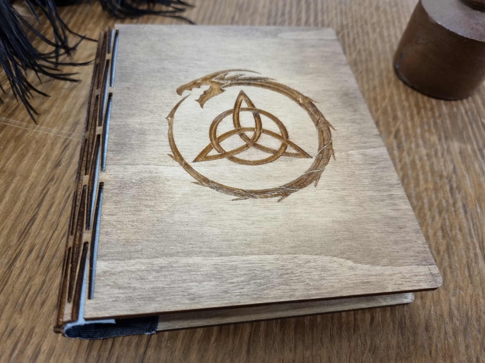 Dragon Design Note Book Wooden Book Wooden Hinged Book | Etsy