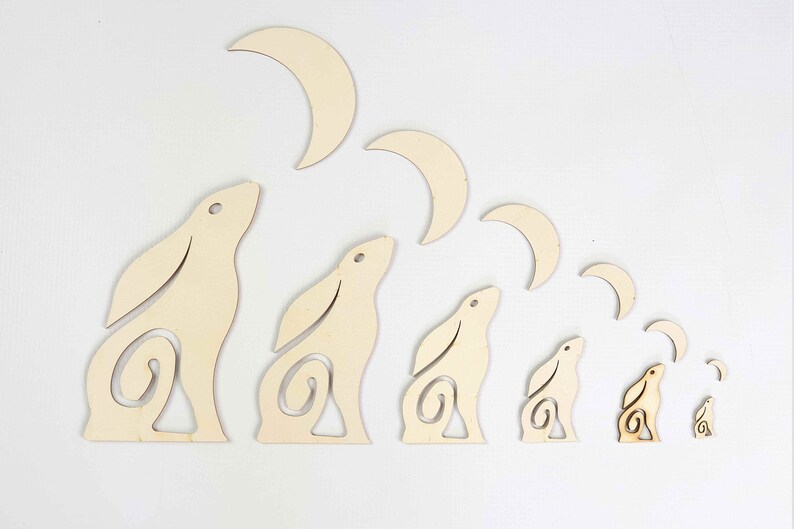 Moon Gazing Hare Craft Shape Wooden Shape Card Making | Etsy UK