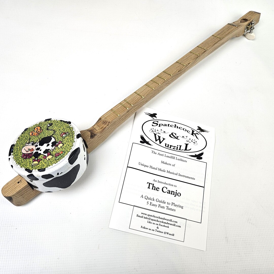 The Laughing Cow Tin Acoustic Canjo. Upcycled Cigar Box One String ...