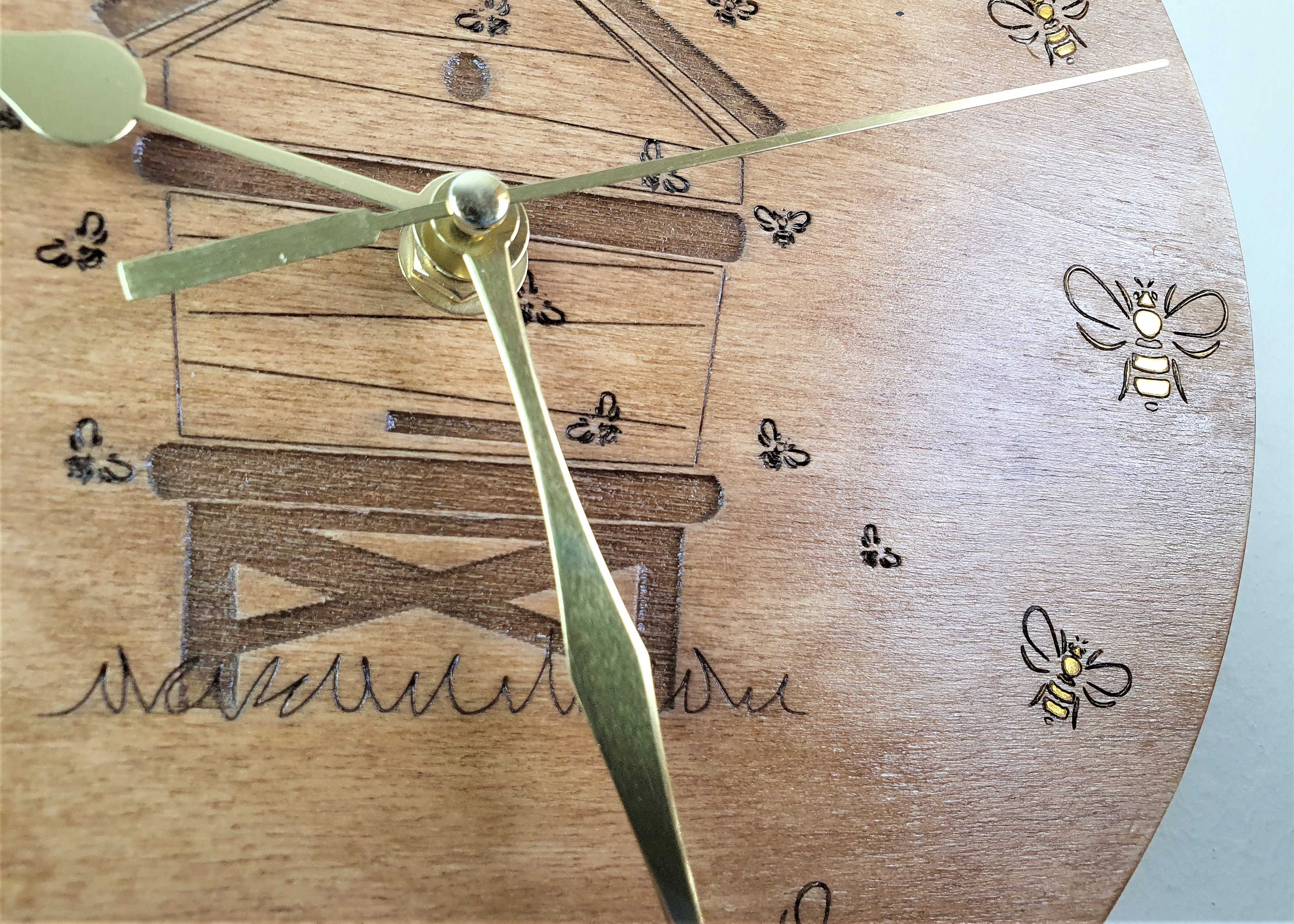 Bee Hive Dark Wood Wall Clock Honey Bee Wall Clock Bee Hive | Etsy