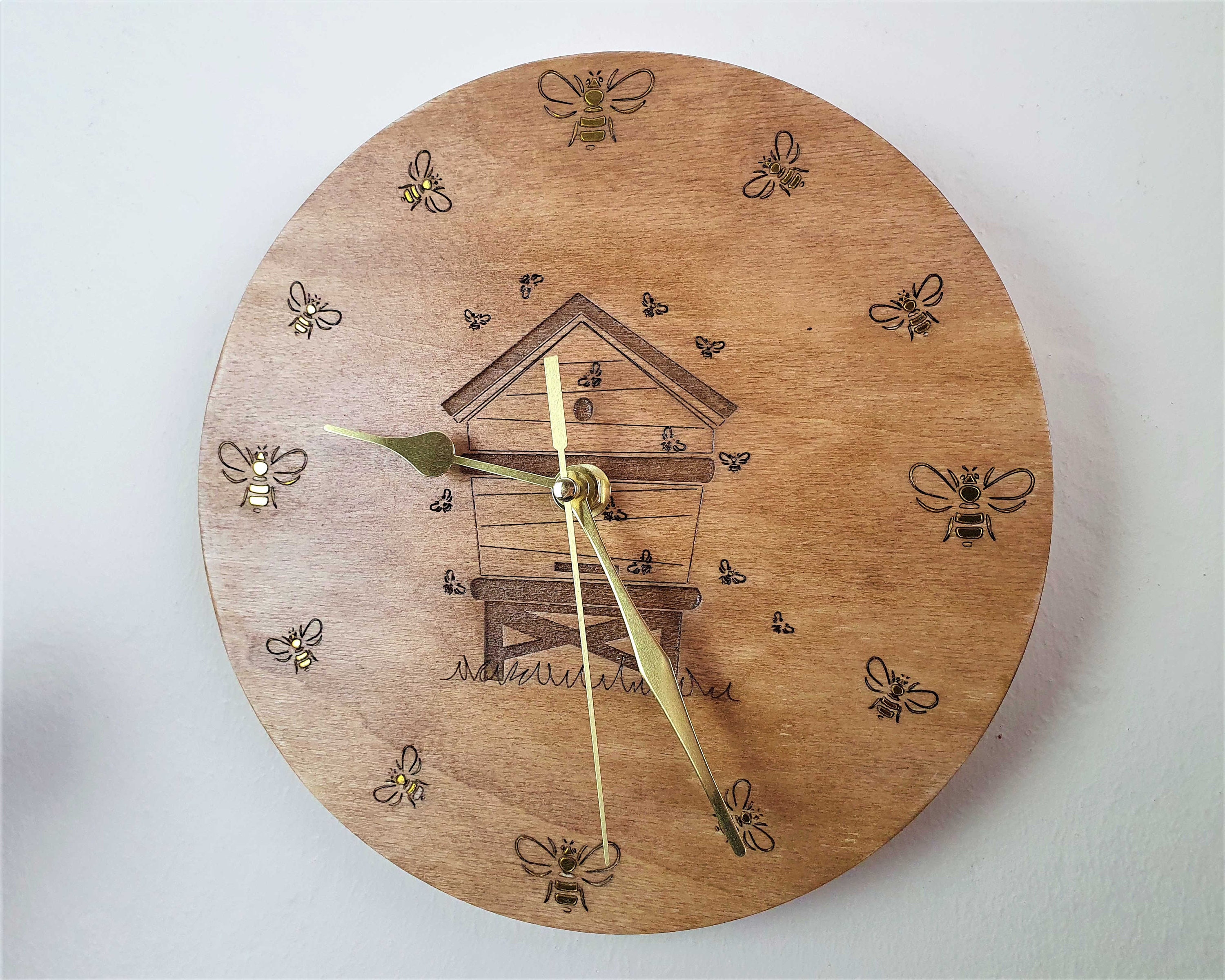 Bee Hive Dark Wood Wall Clock Honey Bee Wall Clock Bee Hive | Etsy
