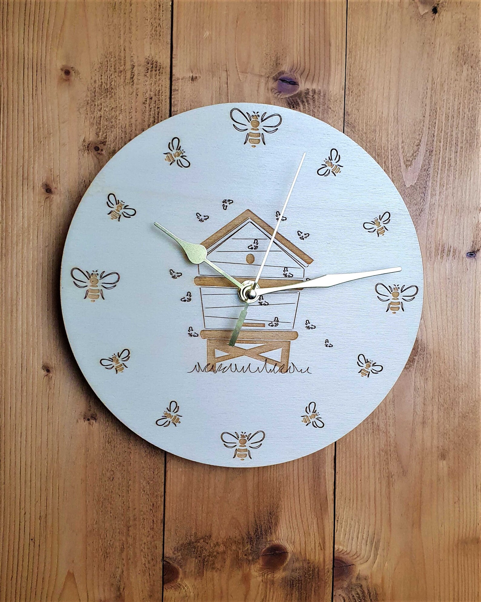Bee Hive Wall Clock Honey Bee Clock Poplar Wooden Clock Bee | Etsy UK