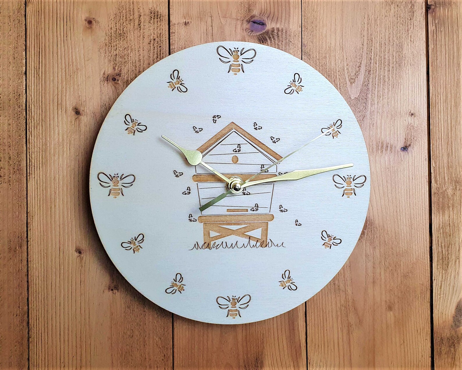 Bee Hive Wall Clock Honey Bee Clock Poplar Wooden Clock Bee - Etsy UK