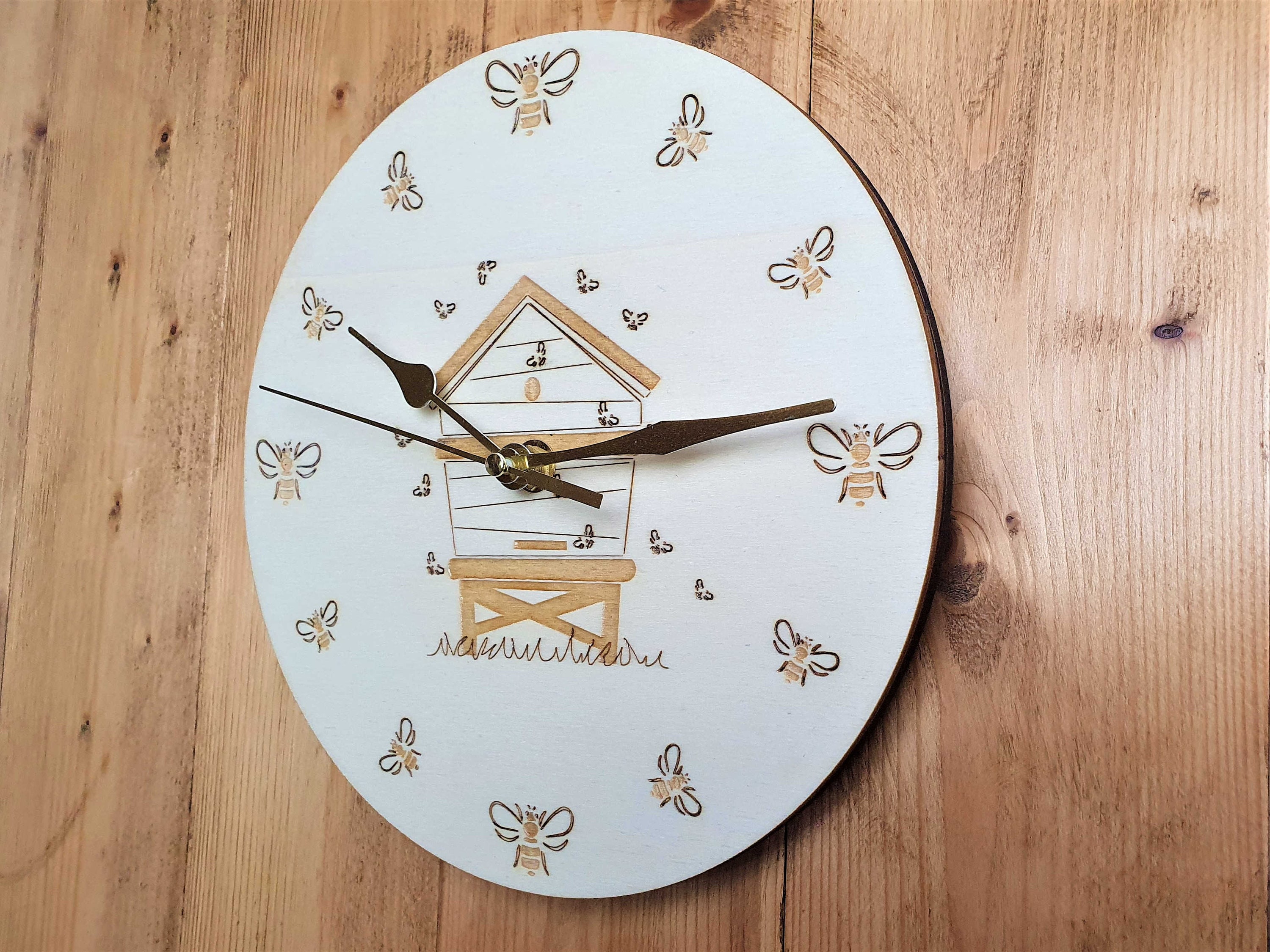 Bee Hive Wall Clock Honey Bee Clock Poplar Wooden Clock Bee - Etsy UK
