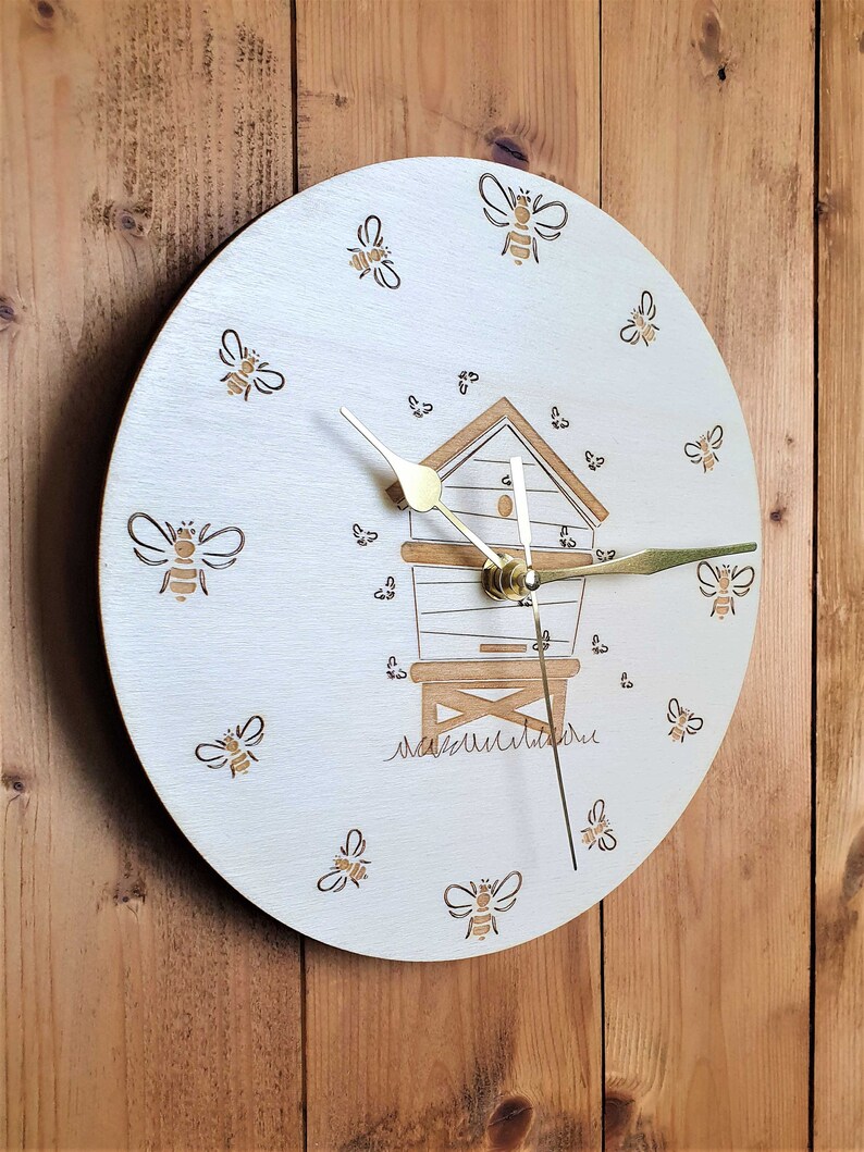Bee Hive Wall Clock Honey Bee Clock Poplar Wooden Clock Bee - Etsy UK