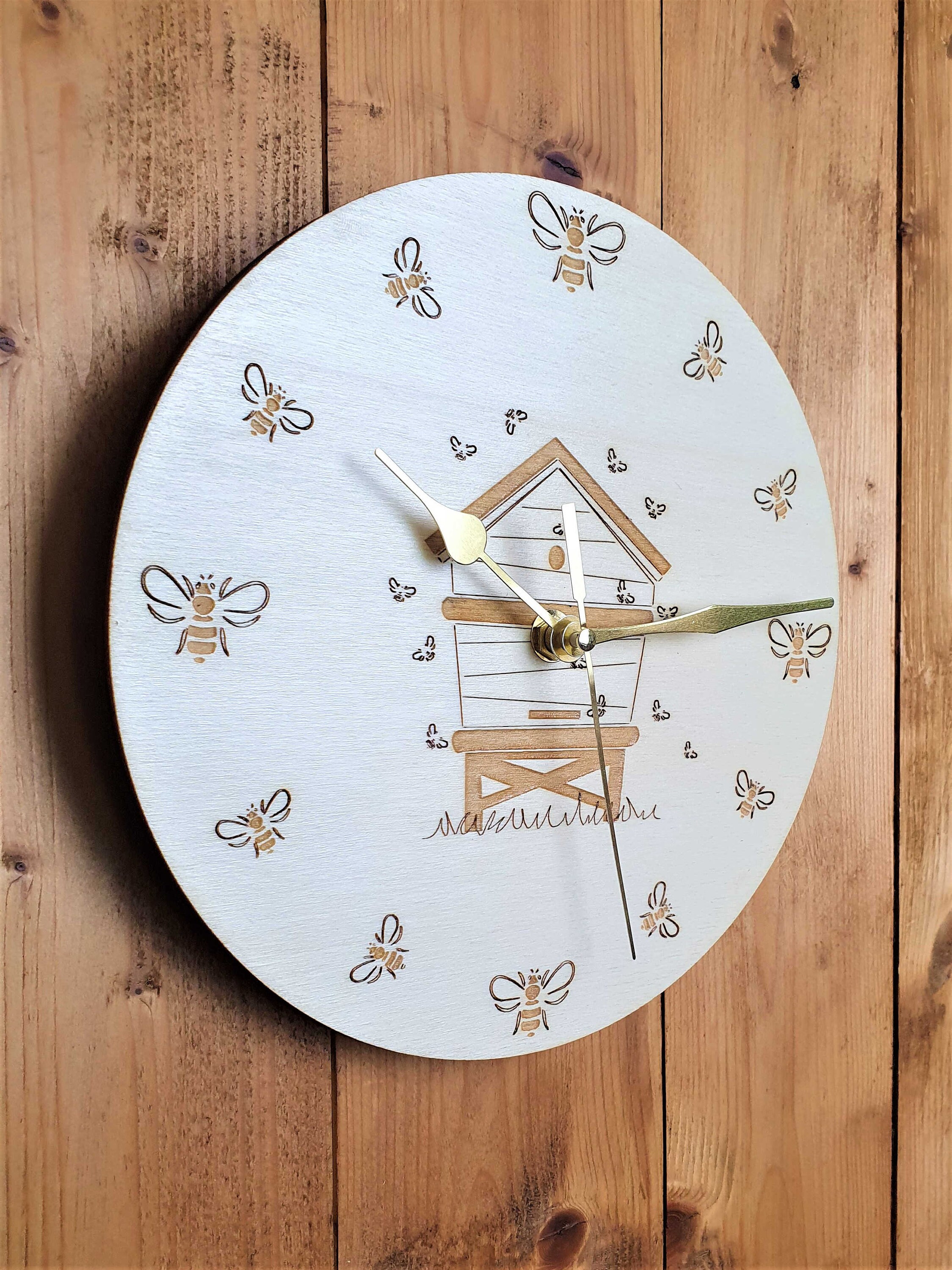 Bee Hive Wall Clock Honey Bee Clock Poplar Wooden Clock Bee | Etsy UK