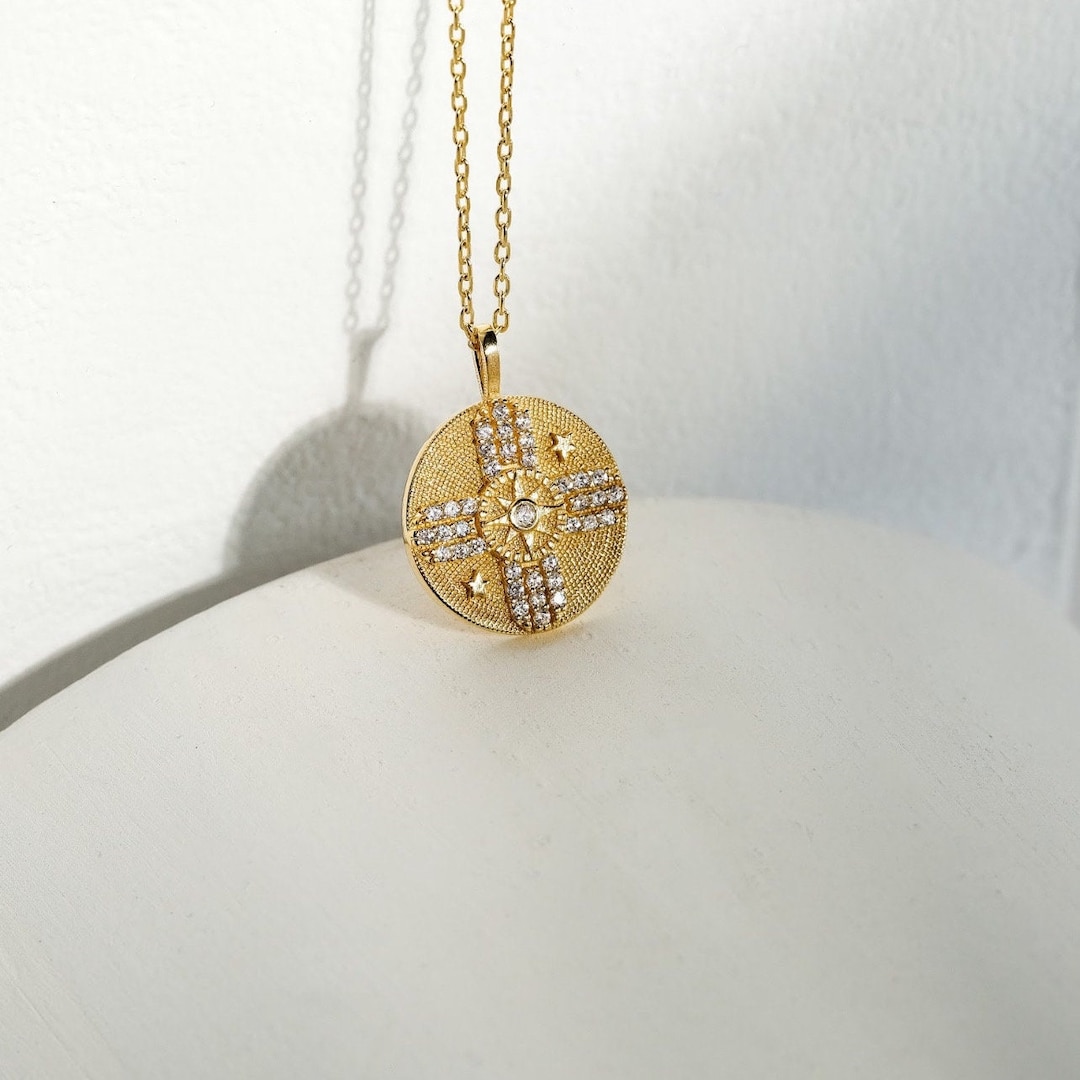 Art Deco Coin Cross Necklace Minimalist Necklace Vintage Dainty ...