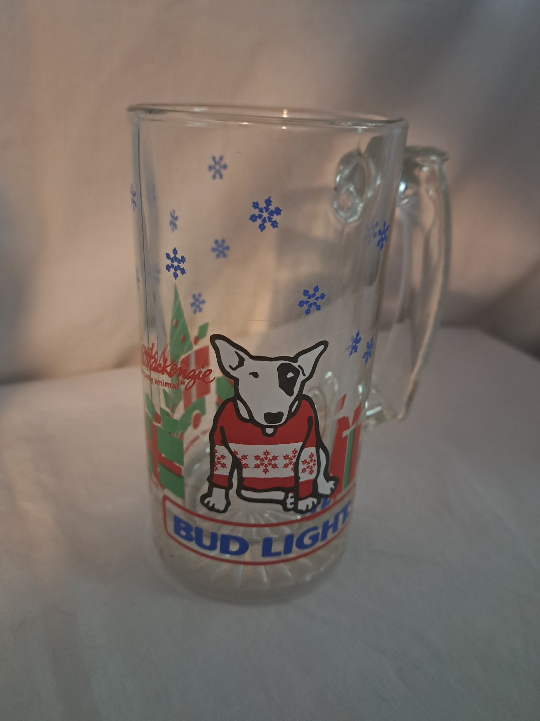 1987 Anheuser-busch "spuds Mackenzie" 12oz. Bud Light Christmas Mug(b24 ...