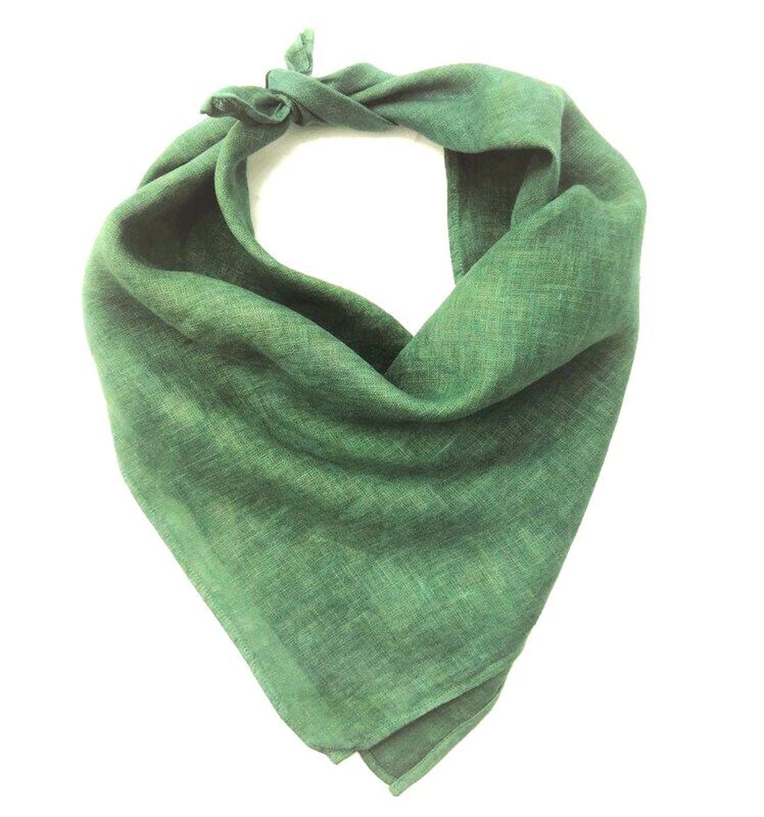 Linen Bandana, Hand Dyed in Sage Green - Etsy