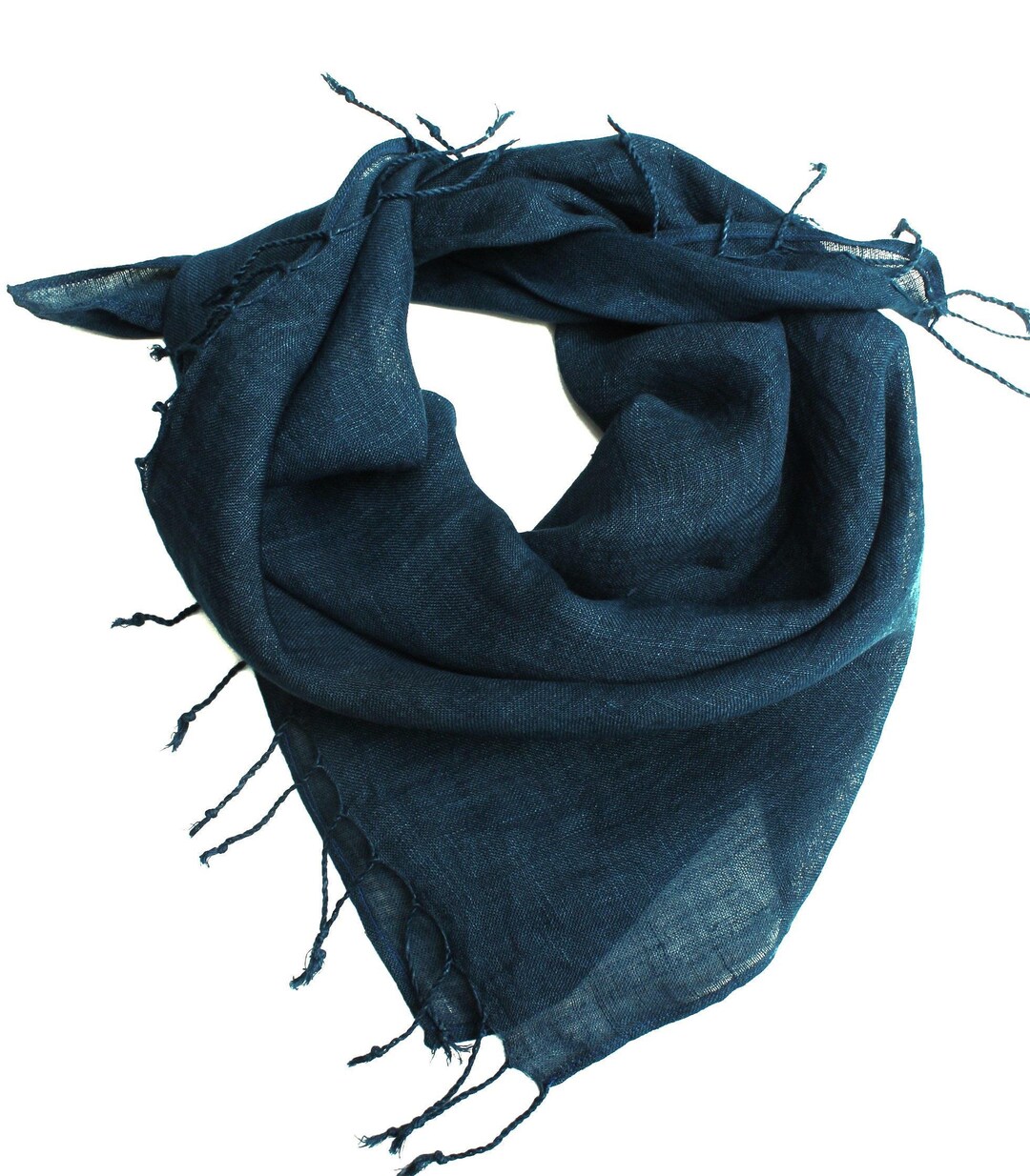 Linen Bandana, Hand Dyed in Midnight Blue - Etsy