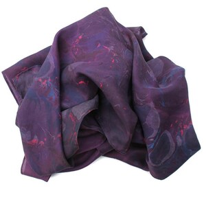 Marbled Silk Scarf in Plum Purple, Pink and Blue - Etsy