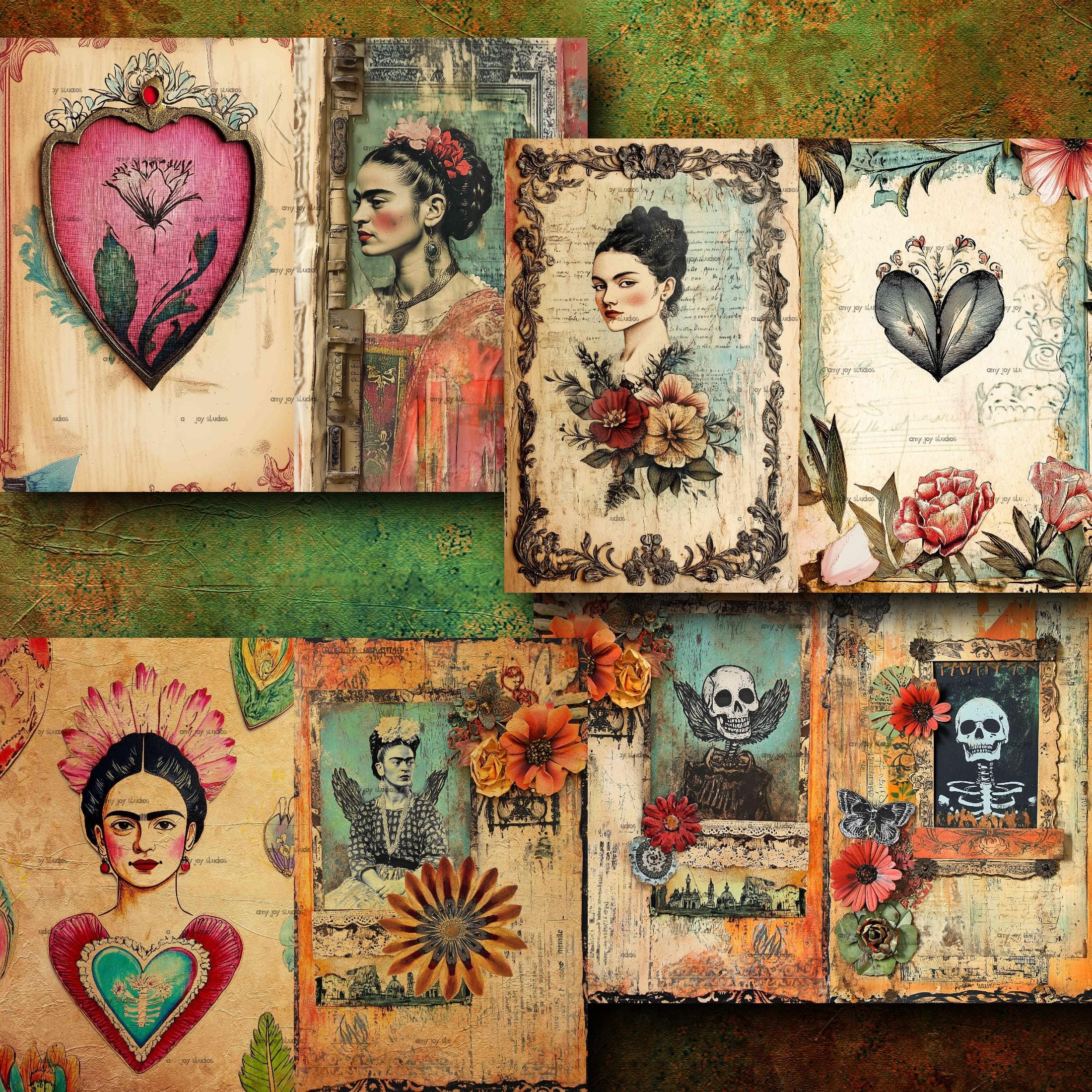 Frida Kahlo Printable Journal Kit: Mexican Collage Papers (digital ...
