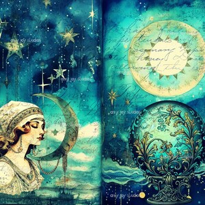 Tarot Moon Junk Journal Printable, Fortune Teller Celestial Junk ...