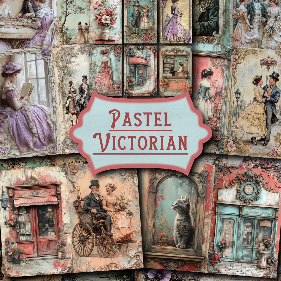 62 Pieces Vintage Pastel Victorian, Victorian Junk Journal, Vintage ...