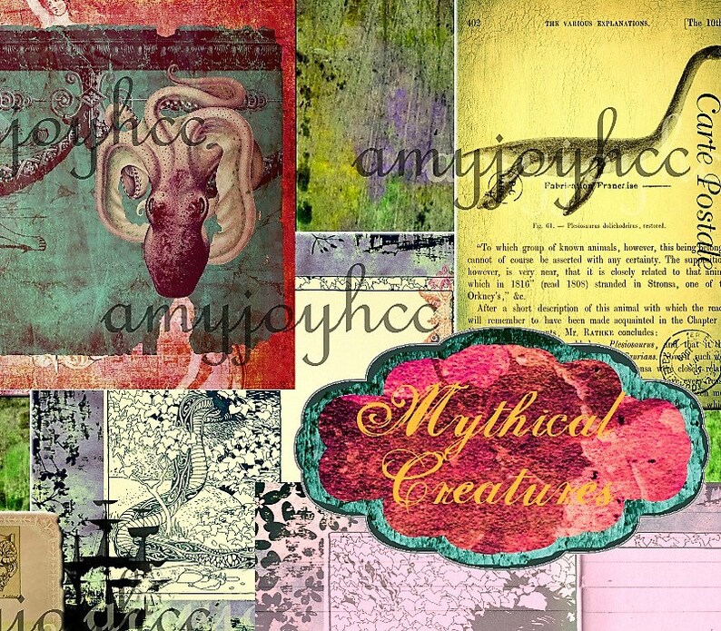 Junk Journal Kit DIY Journal Mythical Creatures Digital - Etsy