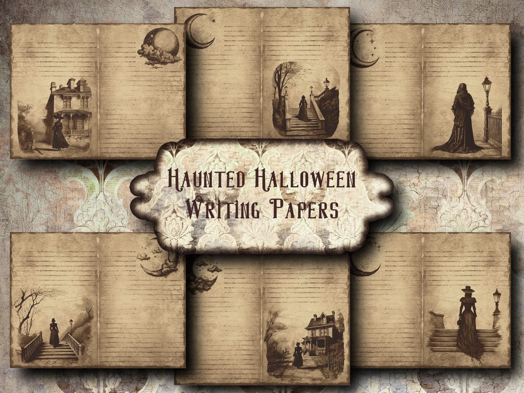 Sepia Haunted Halloween Writing Papers Halloween Junk Journal Kit ...