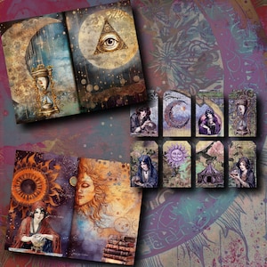Tarot Moon Junk Journal Printable, Fortune Teller Celestial Junk ...