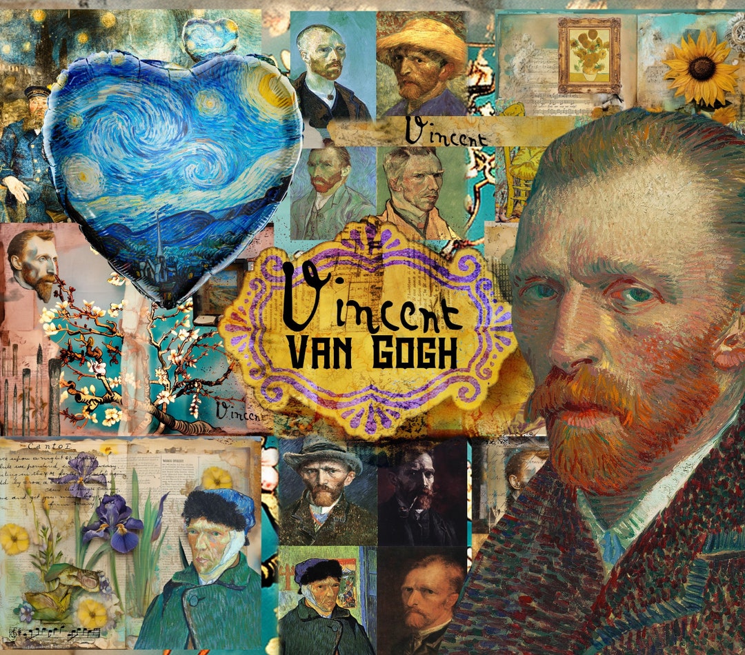 Van Gogh Junk Journal Kit, Painted Papers, Digital Journal Kit, Famous ...