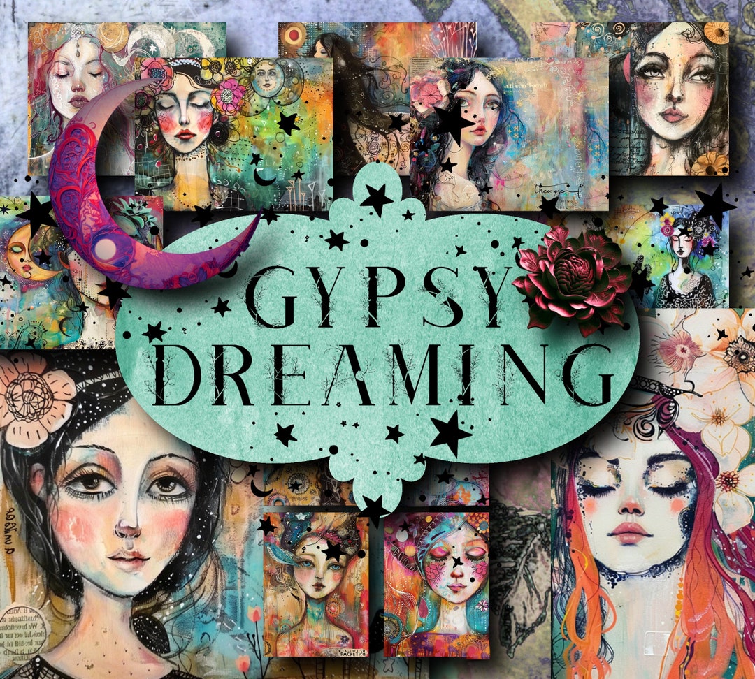 Whimsical Girls Gypsy Dreaming, Boho Junk Journal Kit, Bohemian Girl ...