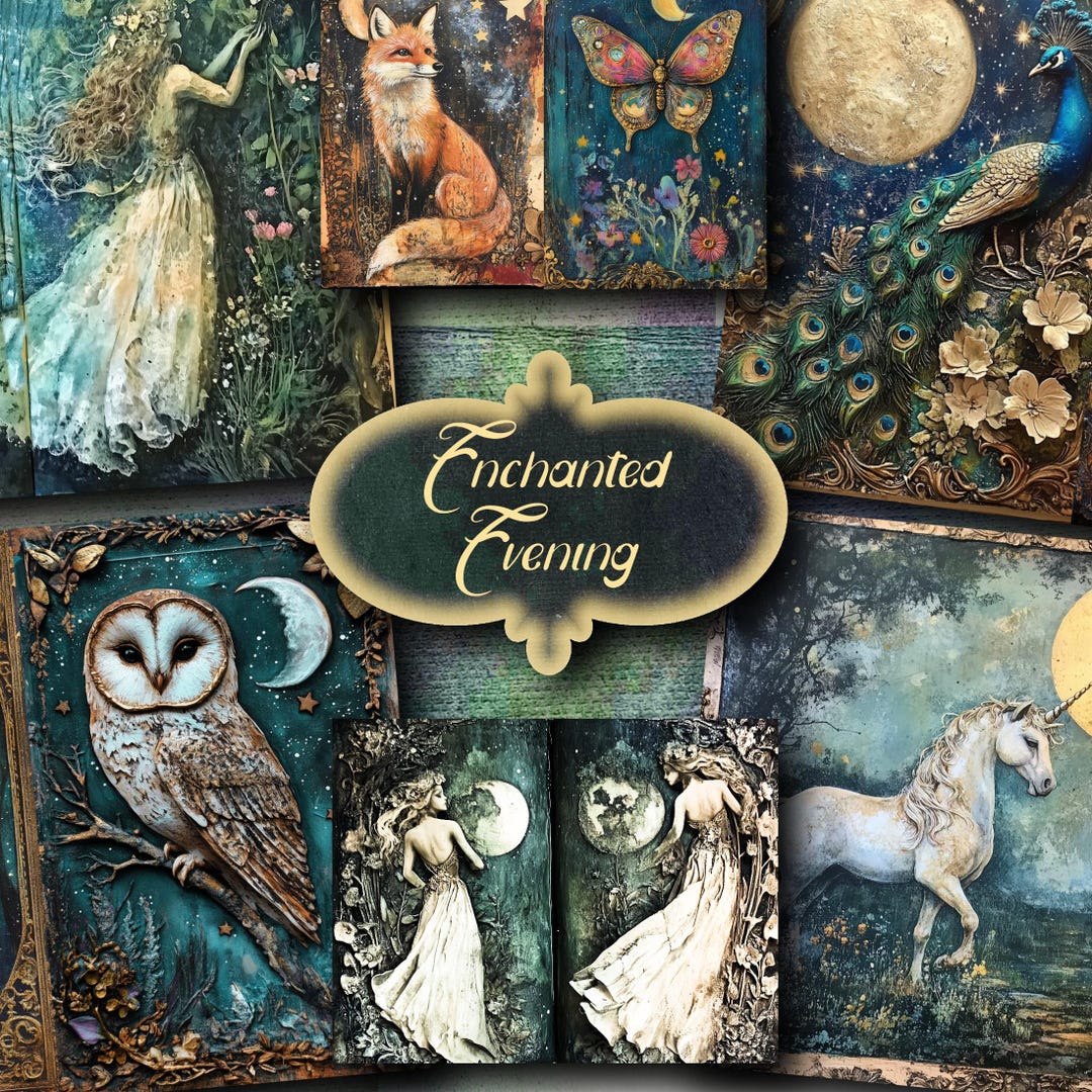 70 PIECES - Enchanted Evening - Forest Junk Journal - Mystical Forest ...