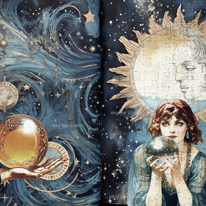 Tarot Moon Junk Journal Printable, Fortune Teller Celestial Junk ...
