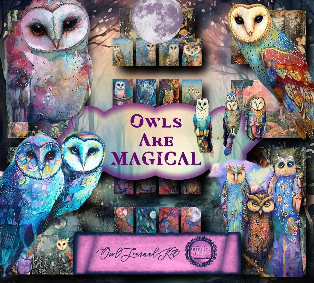 Fantasy Owl Junk Journal Kit, Owl Scrapbook Journal, Woodland Junk ...