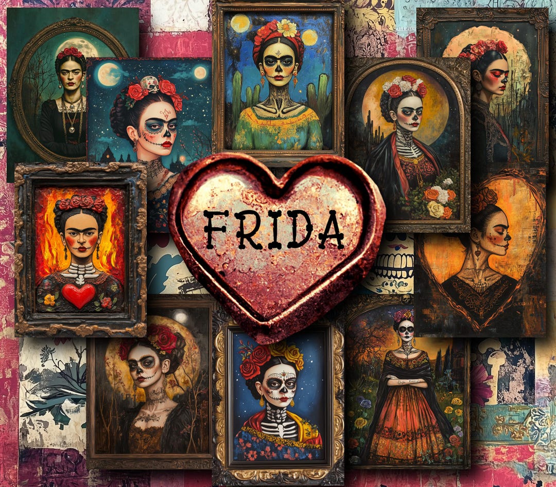 Day of the Dead Frida Kahlo Journal Cards Printable Journal Cards Junk ...