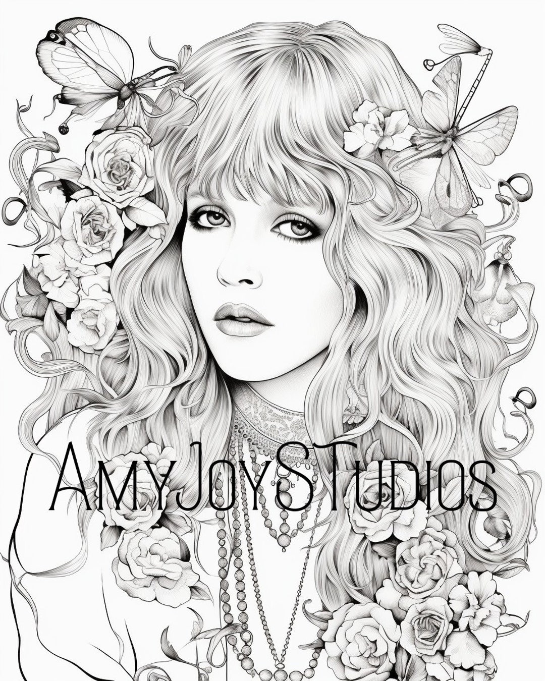 Coloring Pages Printable Adult Stevie Nicks Coloring Pages Etsy
