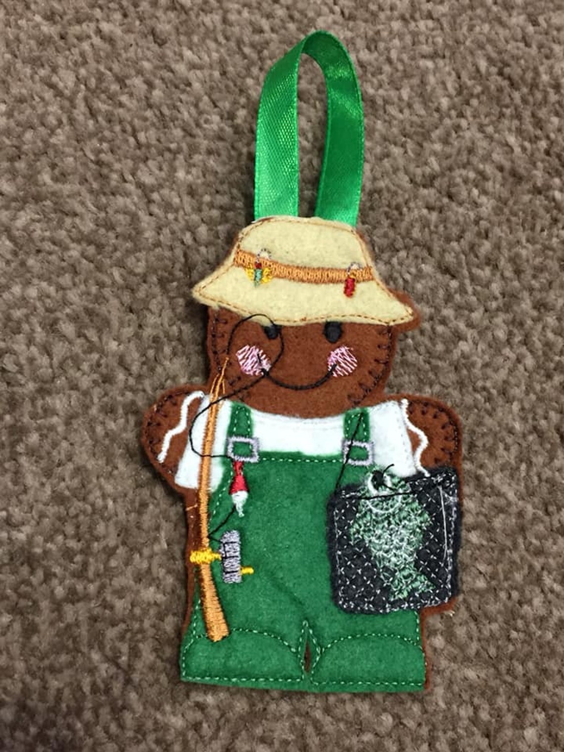 Gingerbread People Fishing Plus Trout Decoration. - Etsy