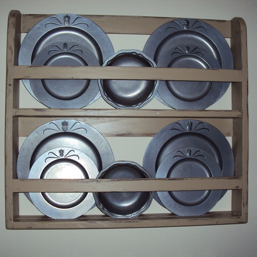 Wall Hanging Farmhouse Plate Rack Shelf Primitive Plate Stand Display ...
