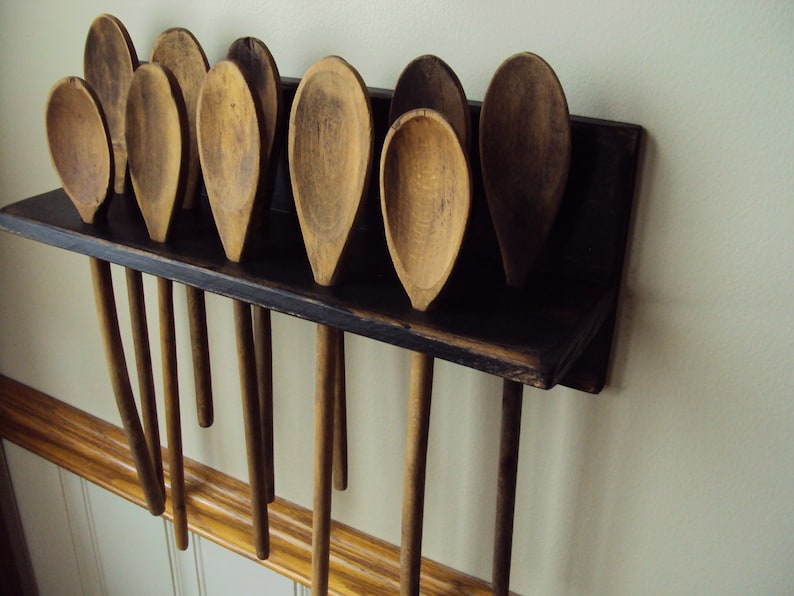 Wood Spoon Wood Spoon Holder Primitive Spoon Primitive - Etsy