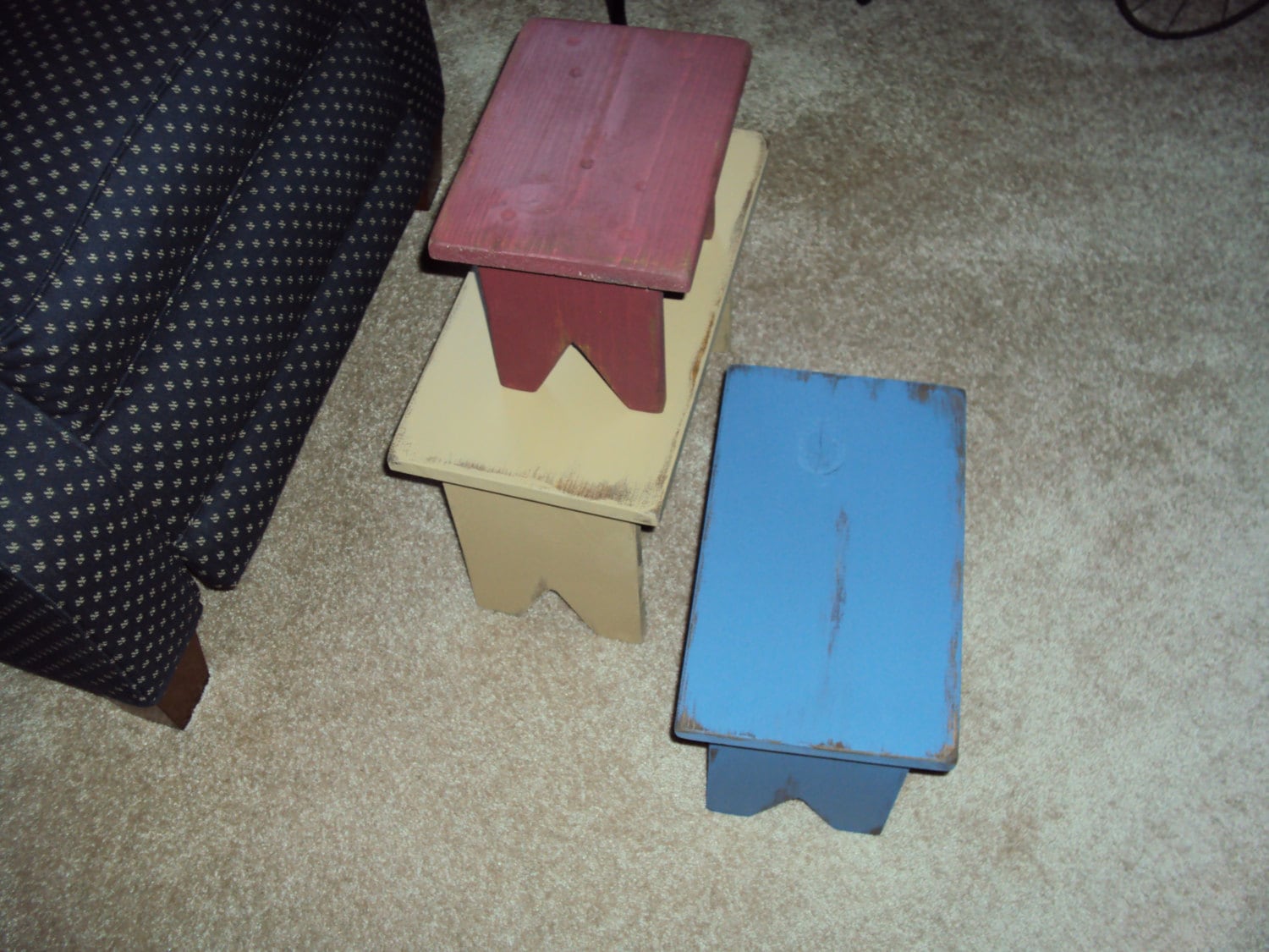 Small Stool Small Bench Foot Stool Set of Three Stools - Etsy