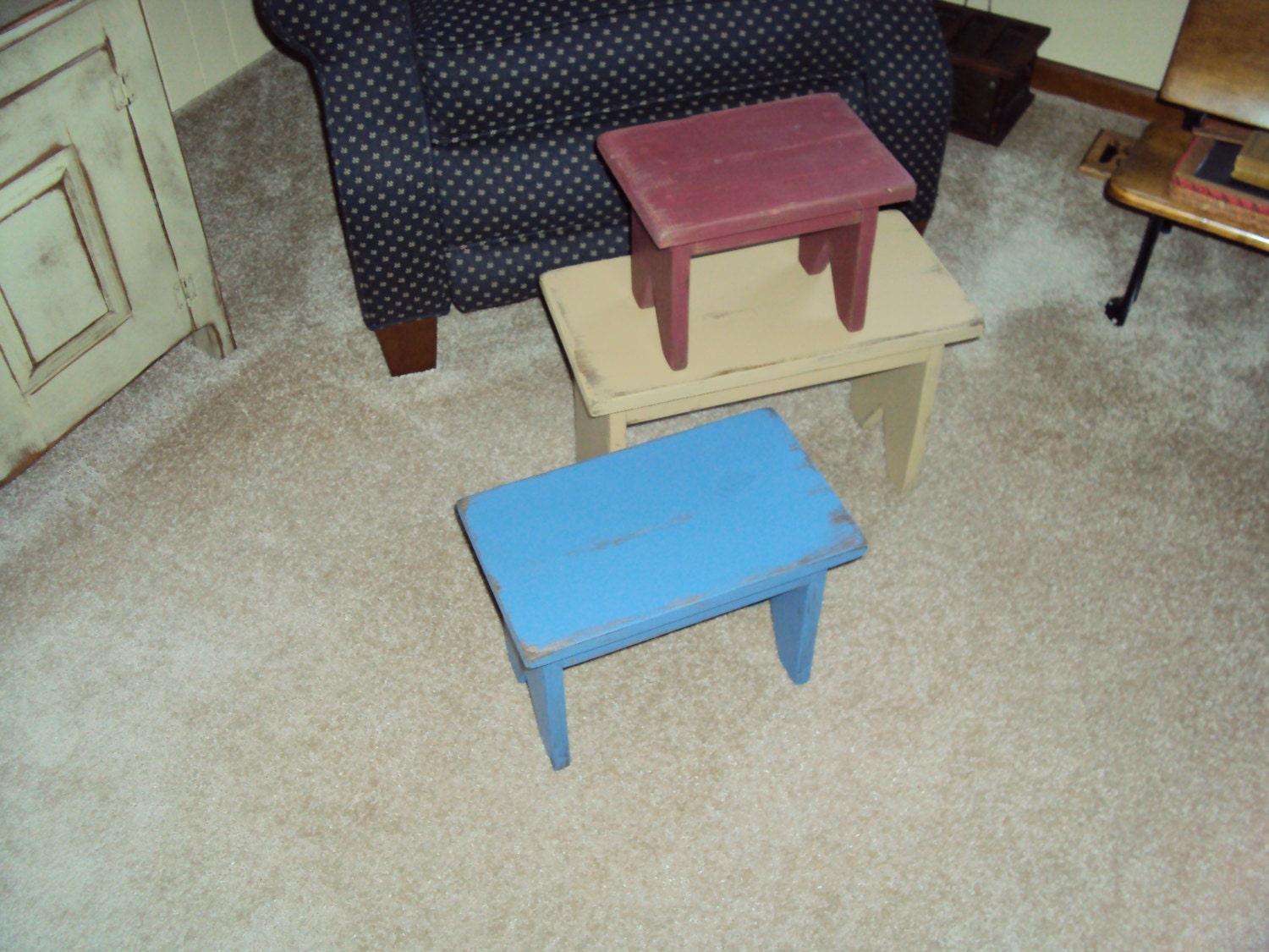 Small Stool, Small Bench, Foot Stool, Set of Three, Stools, Decorative ...